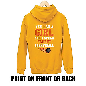 yes girl yes speak fluent basketball basketball girl White and Muticolor Unisex Hoodie