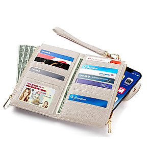 Women’s RFID Wristlet Wallet & Phone Holder | Multi Credit Card Bifold Organizer w/Zipper Pockets & Sweetly Packed in Gift Box