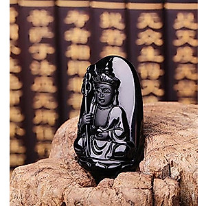 Ksitigarbha Natural Obsidian Amulet Pendants