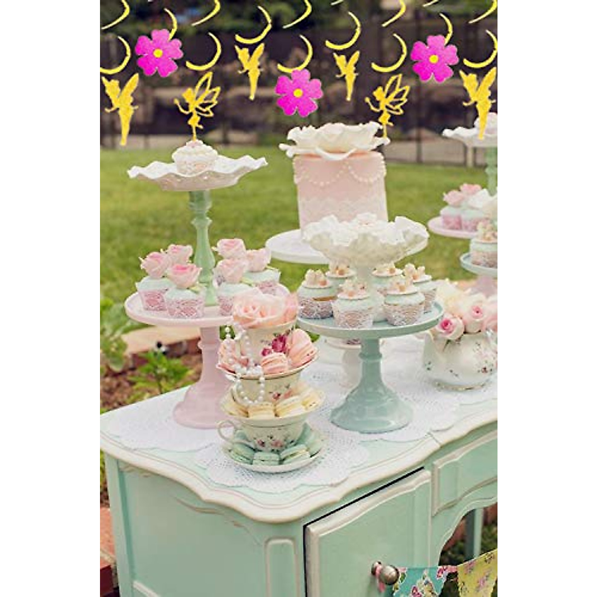 JeVenis 12 PCS Fairy Party Hanging Swirl Fairy Party Decoration Fairy Party Favors Fairy Garden Decoration