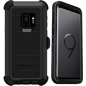 OtterBox Defender Series Rugged Case & Belt Clip Holster for Samsung Galaxy S9 (ONLY) Non-Retail Packaging - Black - with Microbial Defense