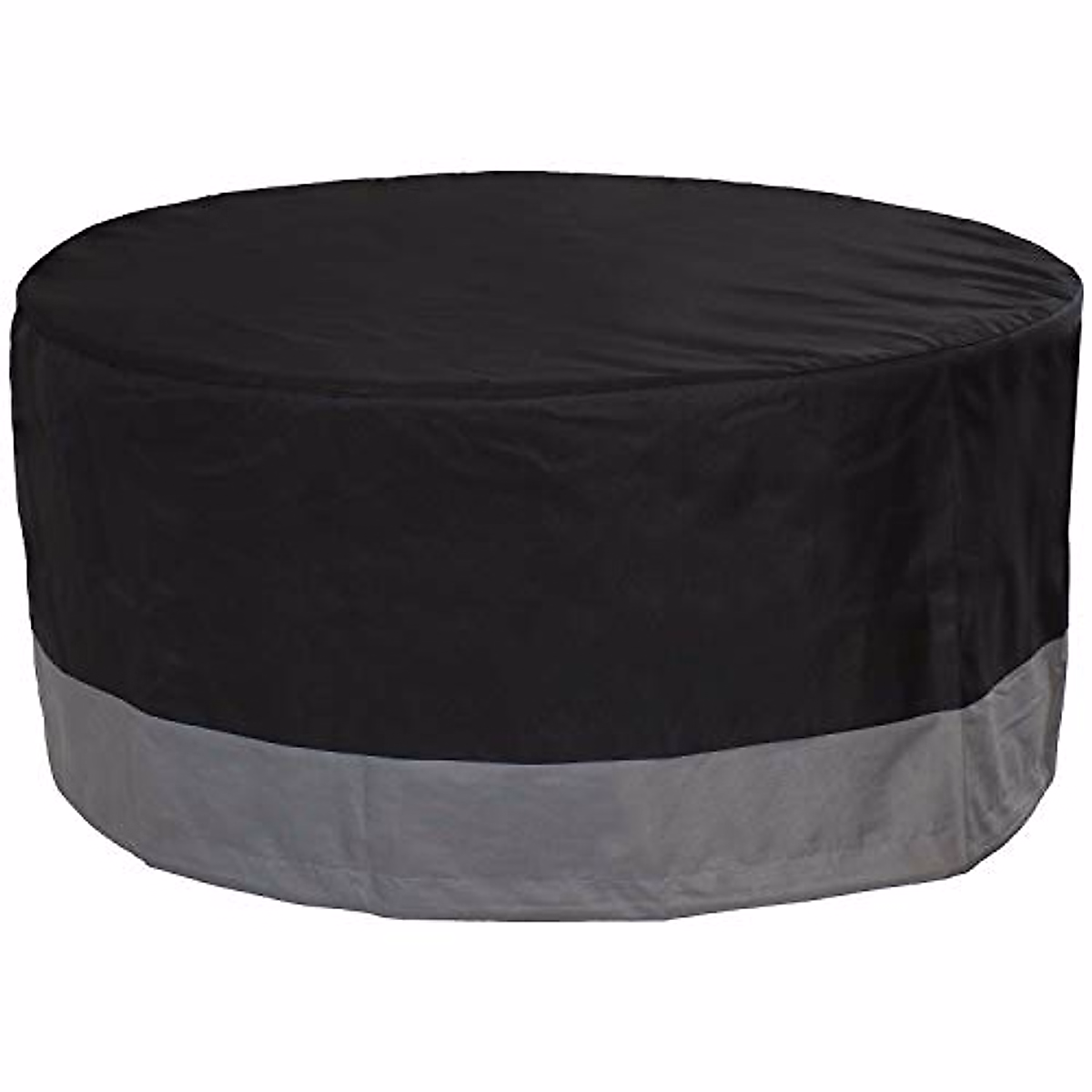 Sunnydaze Heavy Duty Round Outdoor Fire Pit Cover with Drawstring - 300D Polyester Material - Black/Gray - 48-Inch x 18-Inch