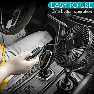 2022 Patent Design Car Fan, USB Powered 6" Electric Car Cooling Fan, 3 Speeds Strong Airflow, Adjustable Base, 360° Rotation Air Circulation Fan with Flexible Gooseneck for Car Van Truck SUV RV Sedan