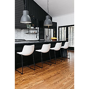 Signature Design by Ashley Centiar Urban Industrial 23.75" Counter Height Bucket Seat Barstool, 2 Count, White