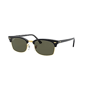 Ray-Ban RB3916 Clubmaster Square Sunglasses, Black/G-15 Green Polarized, 52 mm