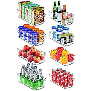 Utopia Home Bundle Pack of 9 Refrigerator Organizers- 1 x 14 slots Egg tray with lid and handle, & 8 drawers (4 x Small & 4 x Large)- Stackable Plastic Storage Racks for Pantry, Kitchen - (Clear)