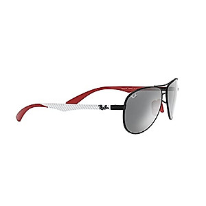 Ray-Ban RB8313M Scuderia Ferrari Collection Aviator Sunglasses, Black/Grey Mirrored Silver, 61 mm