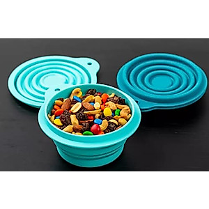 Core Home 12 oz. Round Collapsible Silicone Food Storage Containers with Lids, Set of 2, Blue