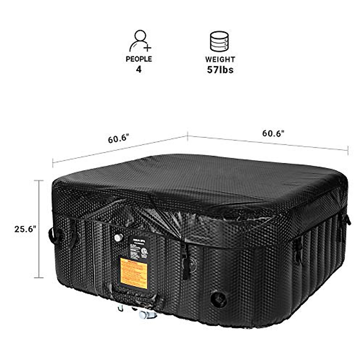 #WEJOY AquaSpa Portable Hot Tub 61X61X26 Inch Air Jet Spa 2-3 Person Inflatable Square Outdoor Heated Hot Tub Spa with 120 Bubble Jets