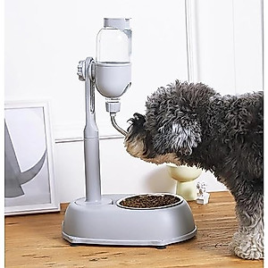 HEEPDD Pet Standing Water Dispenser Feeder Bowl, 500ml No Drip Automatic Water Bottle Food Feeder for Cats Dogs