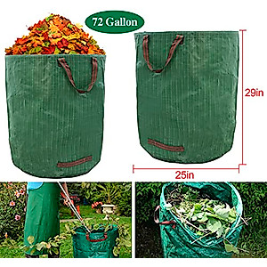 72 Gallons Garden Bag Collapsible Reuseable Heavy Duty Garden Waste Bags for Lawn Yard Leaf Trash Debris Garden bags with Gardening Gloves(3-Pack)