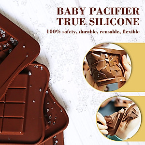 Chocolate Candy Bar Mold Silicone with 50 Clear Wrappers/Stickers/Plastic Scraper and Reusable Storage Bag, Lover Mothers Fathers Valentine's Day DIY Chocolate Molds Gift