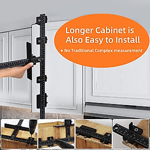 Cabinet Hardware Jig, Adjustable Drill Guide Template Tool with Extensions for Oversized Handles, Accurate for Door Drawer Front Knobs Handles and Pulls,All Aluminum Alloy