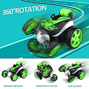 EpochAir Remote Control Car - Rc Stunt Car for Boy Toys, 360 Degree Rotation Racing Car, Rc Cars Flip and Roll, Stunt Car Toy for Kids (Green)