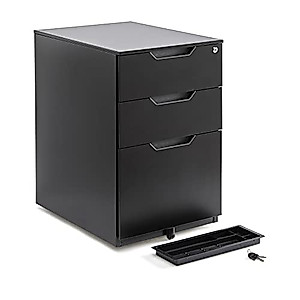 Amazon Basics 3 Drawer Mobile File Cabinet with Lock, Black