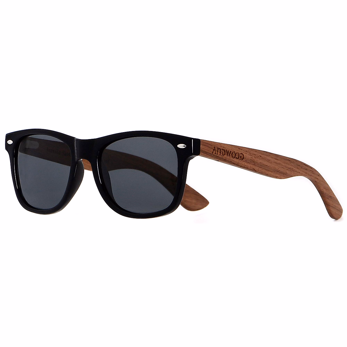 ANDWOOD Wood Sunglasses Polarized for Men Women Uv Protection Wooden Bamboo Frame Mirrored Sun Glasses Black Shades