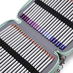 BTSKY Colored Pencil Case- 160 Slots Pencil Holder Pen Bag Large Capacity Pencil Organizer with Handle Strap Handy Colored Pencil Box with Printing Pattern Rose