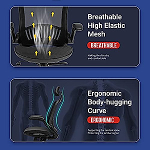 Office Chair Desk Chair Computer Chair Ergonomic Rolling Swivel Mesh Chair Lumbar Support Headrest Flip-up Arms High Back Adjustable Chair for Women& Men,Black