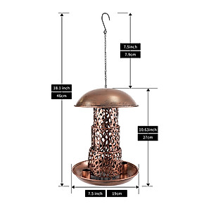 VGHELO Wild Bird Feeders for Outdoors Hanging, Metal Copper Bird Seed Feeders, Unique Hanging Bird Feeder for Backyard and Garden Decor