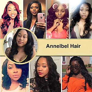 ANNELBEL Brazilian Hair 4 Bundles Body Wave 8A Virgin Unprocessed Human Hair Bundles Remy Human Hair Extensions Weave - Wavy Hair, Double Weft, Natural Black, (10", 50g)/Bundle