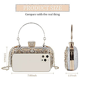 SUKUTU Gorgeous Women Sparkling Evening Bag Rhinestone Beaded Clutch Purse Glitter Bridal Prom Party Handbag