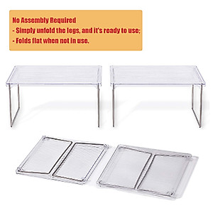 IVYHOME Pantry Organizer, Cabinet Storage Shelf Rack, Stackable Kitchen Cabinet, Foldable Countertop Shelf Organizer, 2 Pack