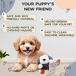 LUNA + RUFUS Heartbeat Puppy for Dogs with Blanket, Heat Packs and Chew Toy - Pet Anxiety Relief and Calming Sleep Aid - Perfect Dog Stuffed Animal for Behavioral Crate Training - Dog Toys