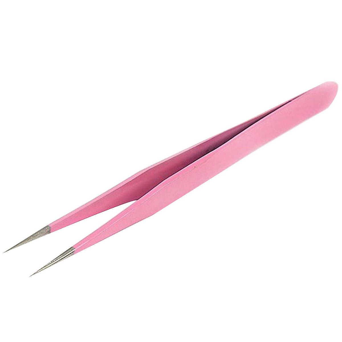 Gaweb Tweezers, Stainless Steel False Eyelashes Home Tool Bend Straight Lashes Applicator Clip - Pink Bend