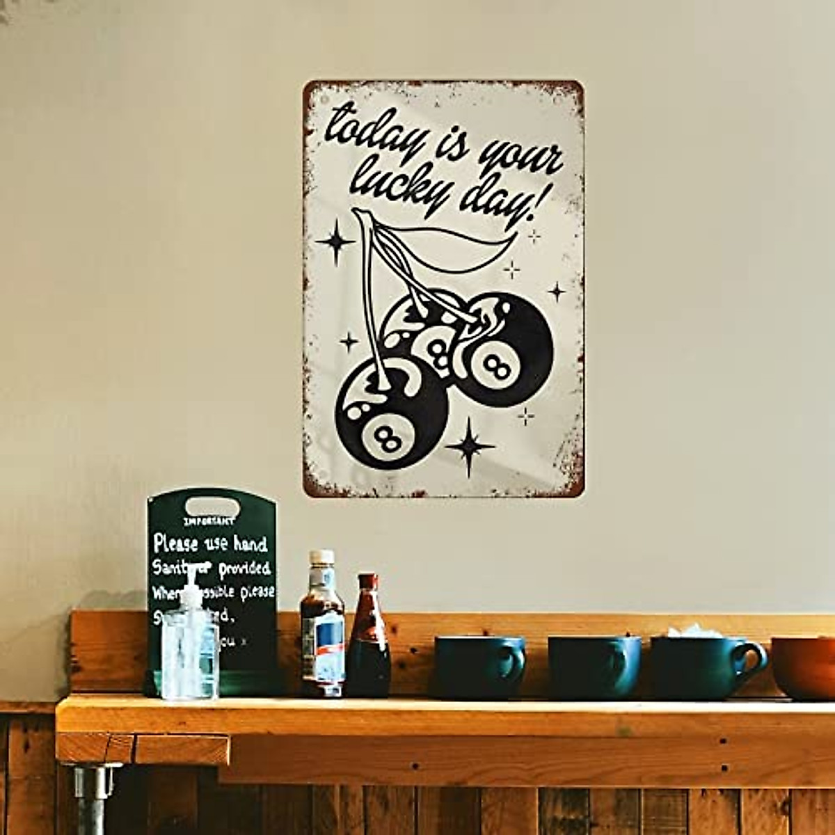 NAMEY Retro Cherry Metal Tin Sign - Vintage Wall Art for Home & Bar