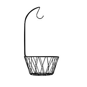 Spectrum Diversified Paxton Tree & Basket Hanger & Fruit Basket, Produce Saver Banana Holder & Open Wire Fruit Bowl for Kitchen Counter & Dining Table, Black