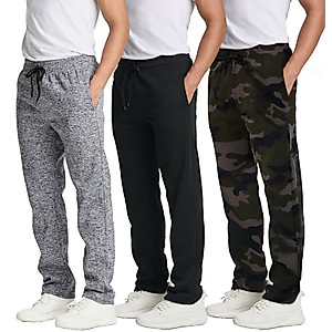 Real Essentials Men's Open Bottom Mens Sweatpant Men Tech Fleece Active Sports Sweat Sweats Athletic Training Pant Track Gym Running Casual Heavy Sweatpants Pockets Pants - Set 5, XL, Pack of 3