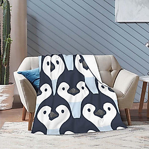Throw Blanket 60x80 Inch,Bird Christmas Penguins Winter Flannel Soft Cozy Fluffy Throw Blankets and Warm Throws for Adults in Couch Sofa Bed 80x60 Inch