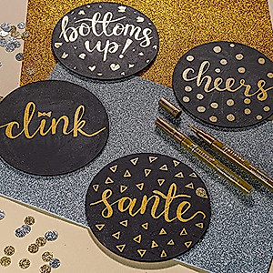 Metallic Acrylic Paint Pens for Rock Painting, Stone, Ceramic, Glass, Wood, Fabric, Canvas, Metal, Scrapbooking (6 Pack) Set of 3 Gold & 3 Silver Acrylic Paint Markers Water-Based Extra-Fine Tip 0.7mm