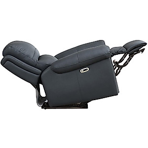 Hydeline Monica Top Grain Leather Power Zero Gravity Reclining Sofa Couch, 86", Midnight Gray, Memory Foam, Pocket Coils and Control Panel