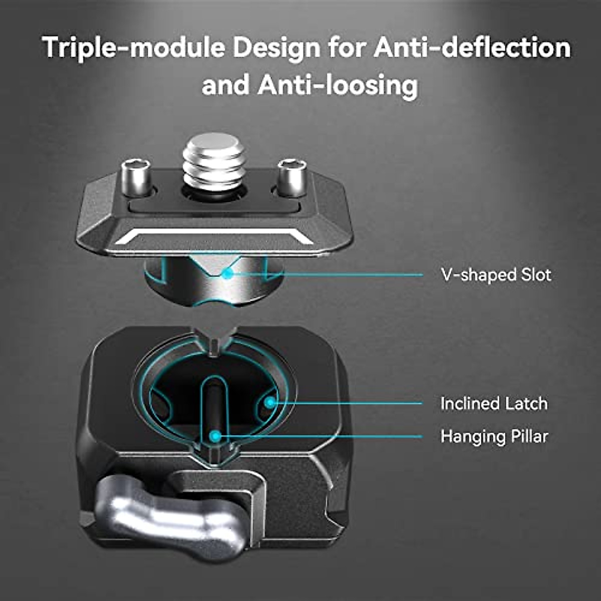 SmallRig Quick Release Plate Drop-in HawkLock Mini Quick Release Camera Mount Adapter with 1/4" Screw, for Camera Clamp, Super Clamp, Ball Head, Tripod, Magic Arm, Stabilizer, Field Monitor - 3513B