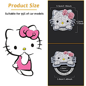 YOLRIND Car Push Start Button Cover, Cute Cat Bling Car Accessories for Women Engine Push to Start Button Cover Interior Accessories Decor (Pink)