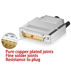 ANMBEST DB25 Solderless Breakout Connector with 5Ft 24AWG Replacement Cable, Metal Shell RS232 D-SUB Serial to 25-Pin Port Terminal Male Adapter Connector Breakout Board