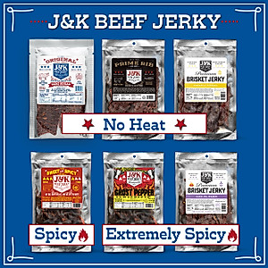 J&K Jerky Sugar-Free Original Beef Jerky - Real Premium Smoked Beef Jerky with Double Tenderness - Paleo & Keto Friendly - 7oz Big Bag of Jerky