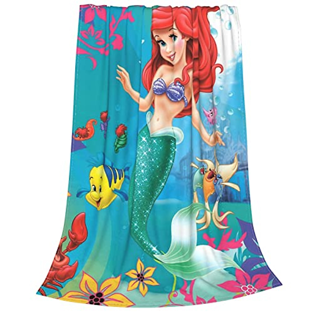Anime Mermaid Blanket Cute Throw Blankets for Girls Women Super Soft Warm Flannel Fleece for Couch Living Room Sofa 50x60 Inches