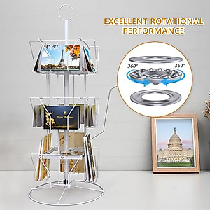 ANBOXIT Greeting Card Display Stand Rotating Rack Holder, for Postcard Sticker Retail, Metal White