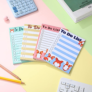 Geyee 4 Pads Corgis Sticky Notes Notepad Corgi Gifts for Dog Lovers, 200 Sheets to Do List Sticky Notepads Funny Kawaii Welsh Dog Butt Humor Notebook Cute Notes with Lines Supplies, 4" x 6"