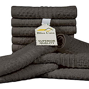 Bliss Casa Grey Washcloths Set (12 x 12 Inch, 12 Pack) – 100% Cotton Washcloths for Face, Highly Absorbent Soft Face Towels, and Quick Drying Fingertip Towels for Daily Use (Emerson, Grey)