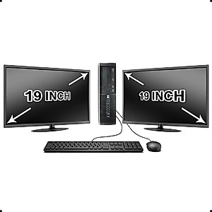 HP Elite Desktop Computer, Intel Core 2 Duo 2.9 GHz, 8 GB RAM, 1 TB SATA HDD, Keyboard & Mouse, WiFi, Dual 19in LCD Monitors (Brands Vary), DVD, Windows 10 (Renewed)