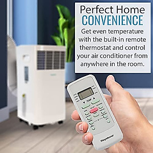 Keystone 5,000 BTU Portable Air Conditioner, Cools Rooms Up to 200 Sq. Ft., with Remote Control, LED Display, 24H Timer, Dehumidifer, Wheels, and 3-Speeds