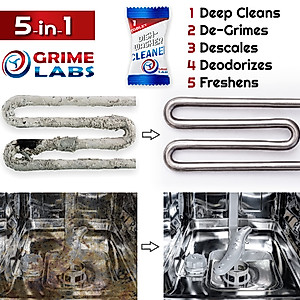 GRIME LABS Dishwasher Cleaner Deodorizer Descaler Tablets, 24 pack Heavy Duty Deep Clean and Natural Limescale Remover, Dish Washer Cleaner Machine Pods, 12 Months Supply