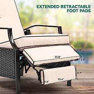 YITAHOME 2-Piece Patio Outdoor Indoor Adjustable Function Wicker Recliner Chairs, Dual-use Rattan Lounge Chairs with Soft Thick Cushions, Extended Footrest, Flip Back (Brown + Beige)