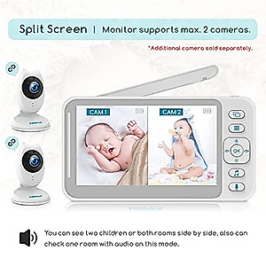 Video Baby Monitor with Camera and Audio, 4.3 inch Baby Monitor with Night Vision, 2-Way Audio Talk, Temperature Sensor, VOX Mode, 8 Lullabies, Long Range and High Capacity Battery, Ideal for New Moms
