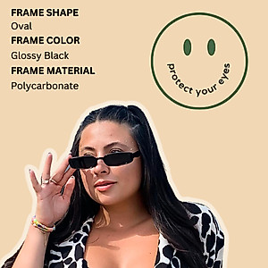 ShadyVEU Slim Classic Rectangular Sunglasses UV Protection 90’s Vintage Small Wide Retro Frame Fashion Shades (Black Frame, Gradient Black Lens)