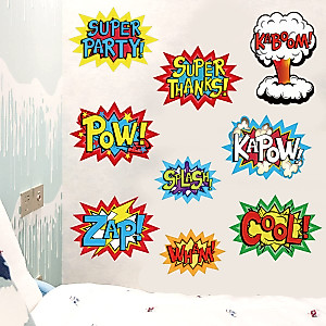 Action Signs Cutouts 12PCS Words and Cityscape Cut-Outs for Party Decoration