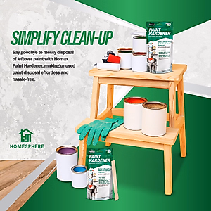 HOMESPHERE Homax Waste Away Paint Hardener, 12 Packs, 3.5oz – Fast Acting Paint Solidifier for Disposal - Paint Drying Powder for Acrylic & Latex Paint with 25 Pcs. of 14 Inch Wooden Stir Sticks